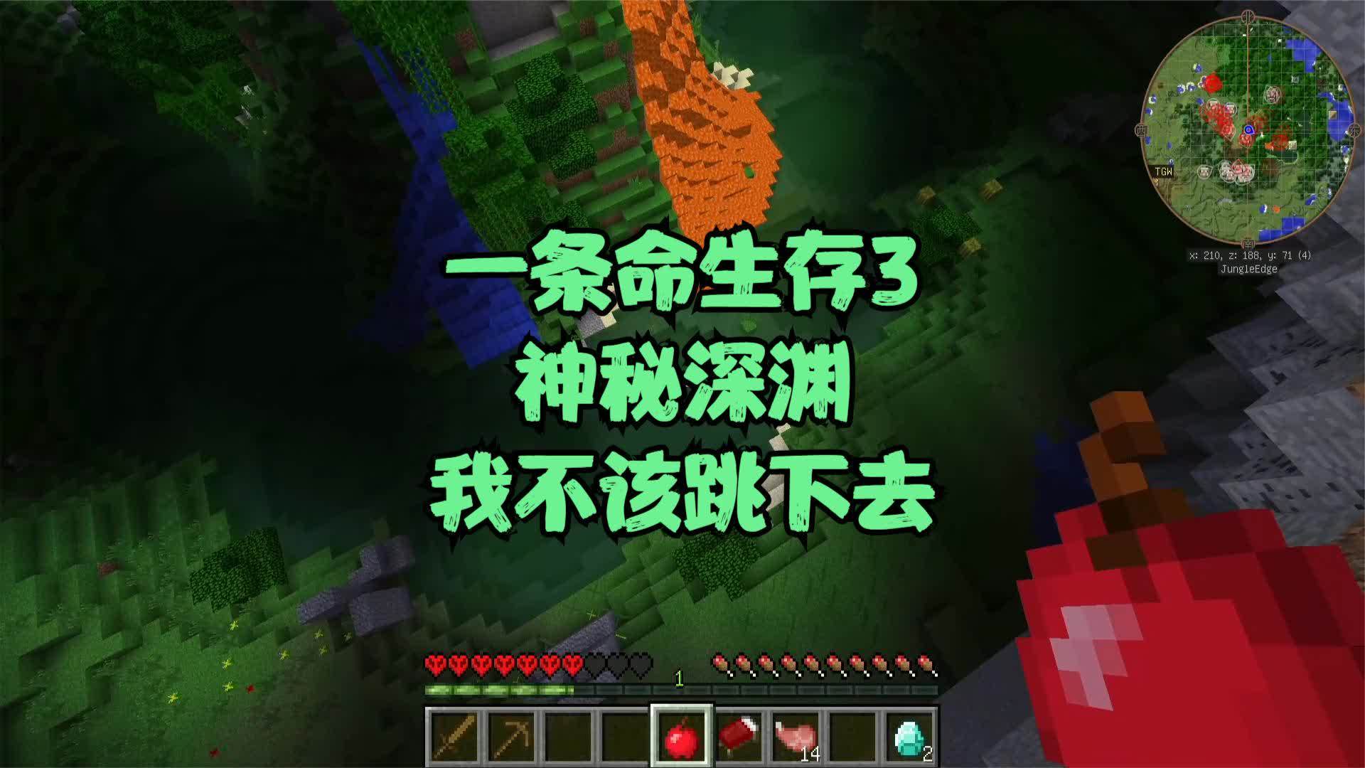 叶枫我的世界:一条命生存3发现神秘深渊,我就不该跳下去