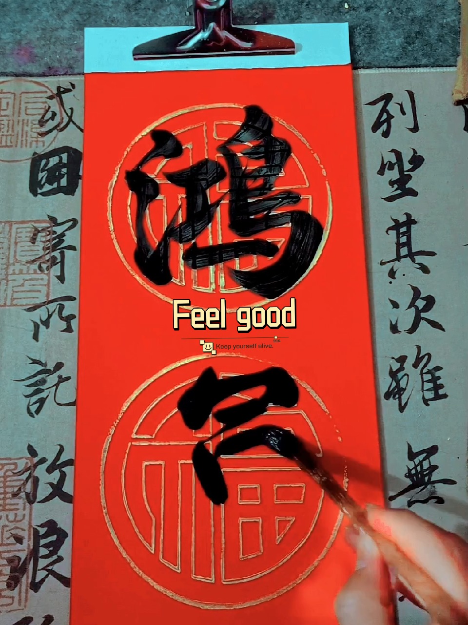 手写春联定制鸿运千秋绘锦图春联手写对联手写传统文化