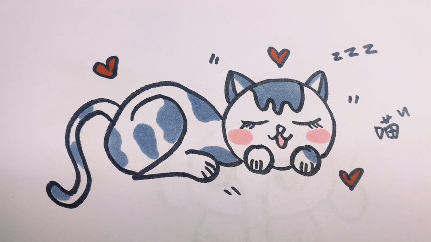 一学就会的简笔画小猫咪教程哦