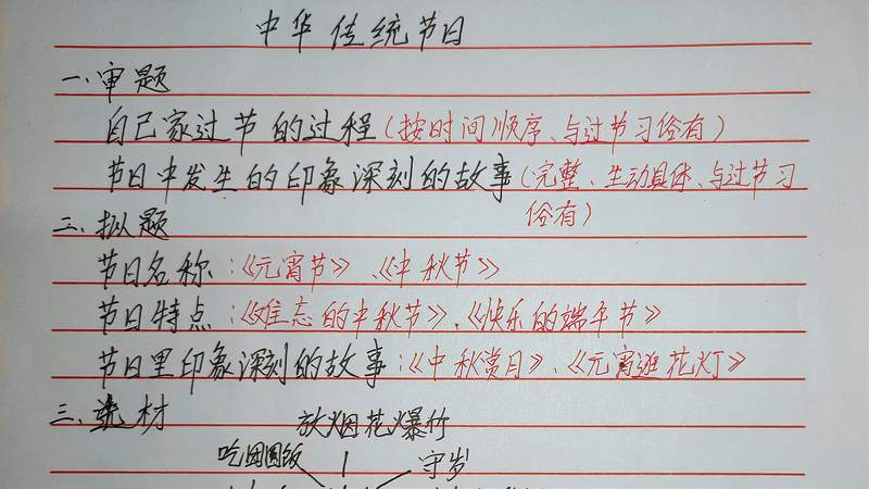 三年级下册习作三《中华传统节日》,跟着老师审题,明确写作内容