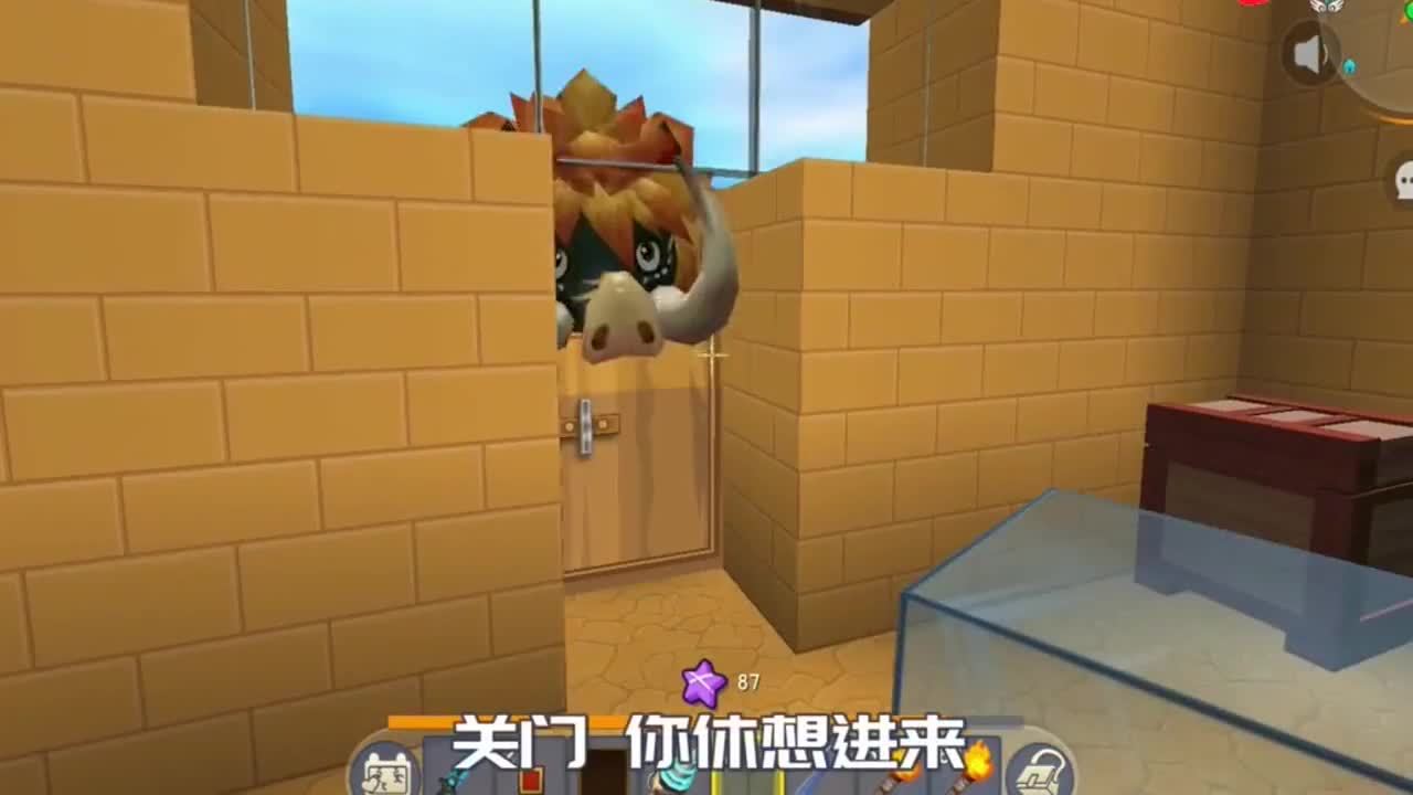 迷你世界:二狗子将怪物关房顶上,结果它偷懒不干活