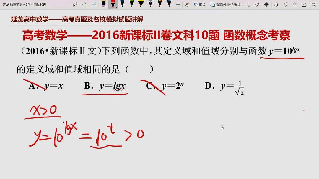 高考数学真题讲解 2016新课标II卷 函数概念的考察 定义域与值域