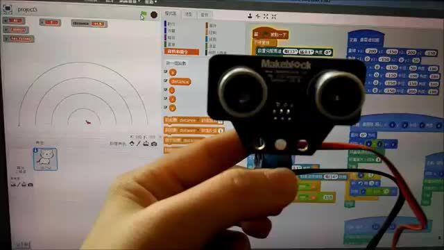 mBlock & Arduino(25)实作超音波感应器雷达