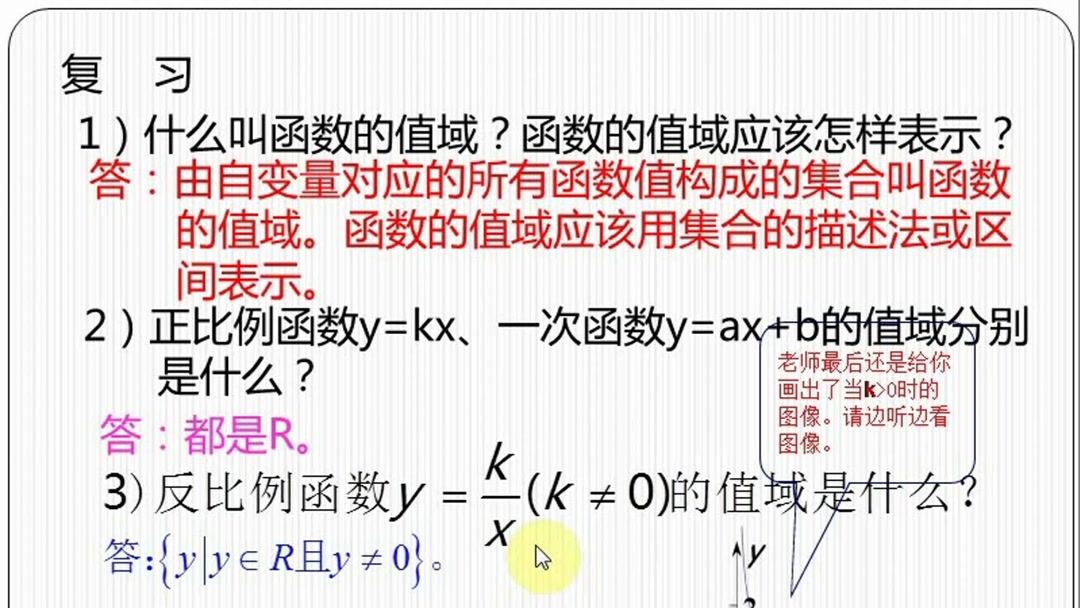 高中书学必修一 函数 函数的值域