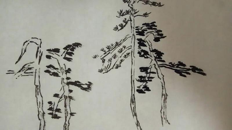 山水画中组合树的画法,简单易学