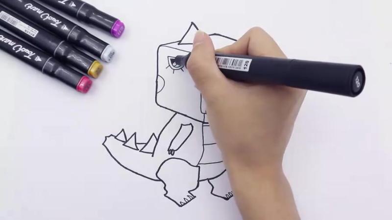 手工绘画作品,教你画迷你世界里的迷斯拉小恐龙!
