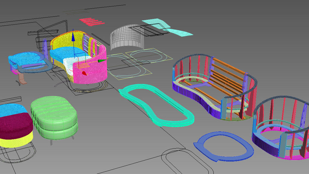 半圆沙发3d电脑开模放样