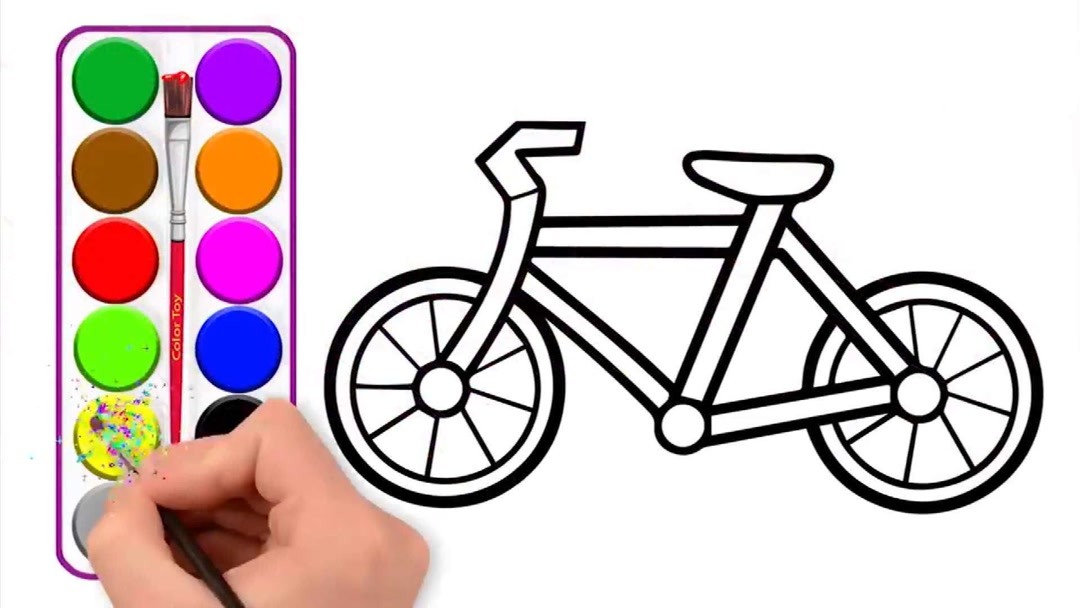 简笔画画小朋友都喜欢的自行车,边画边学习颜色,儿童都喜欢!
