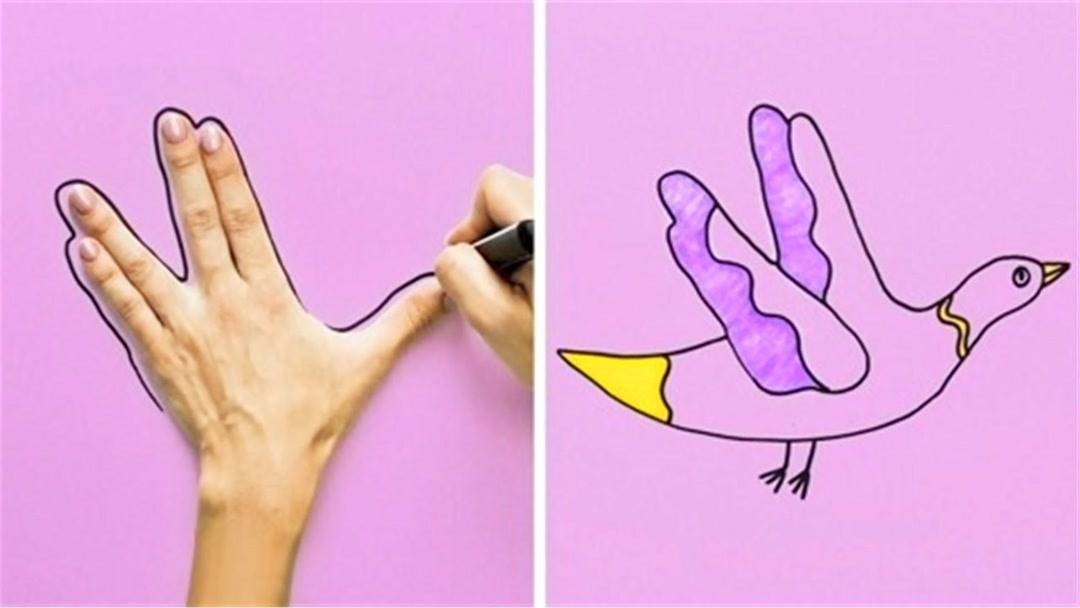 米奇学画画:教孩子画10个用手势画的动物 简单易学