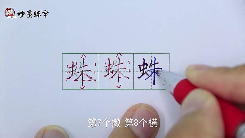 妙墨练字:写字课三年级上册同步生字“蜘”的写法