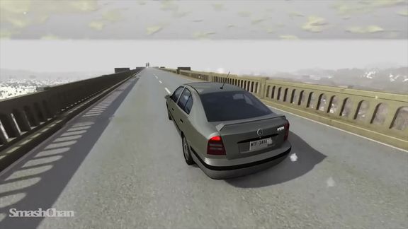 车祸模拟:跑车开足马力和汽车相撞