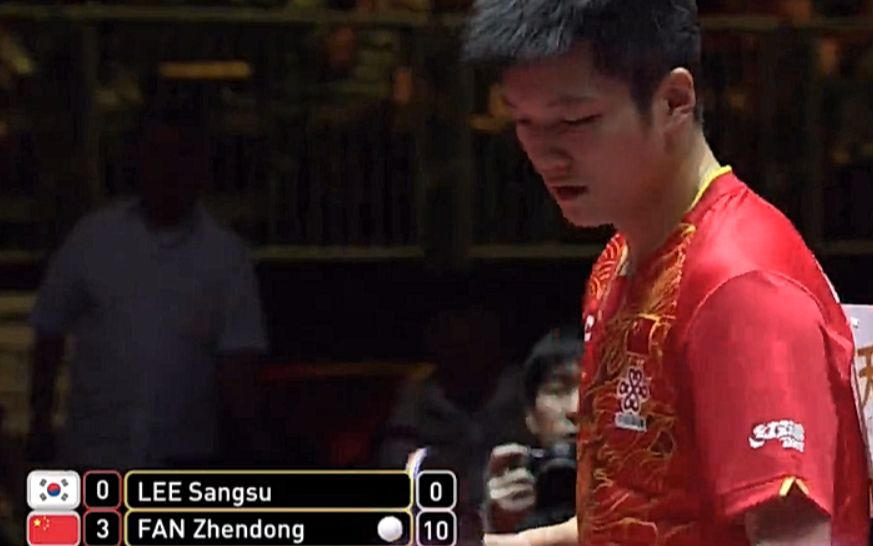 10:0!小胖横扫韩国对手 2017杜塞多夫世乒赛半决赛 樊振东VS李尚洙