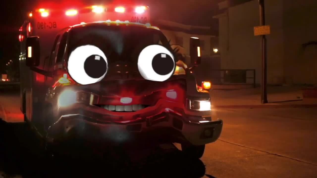 急救车和其他人的脸,在车车上出现的有趣动画