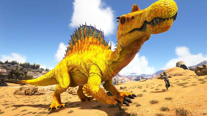 方舟生存进化:憨憨部落 33 可以轻松击败霸王龙的棘背龙