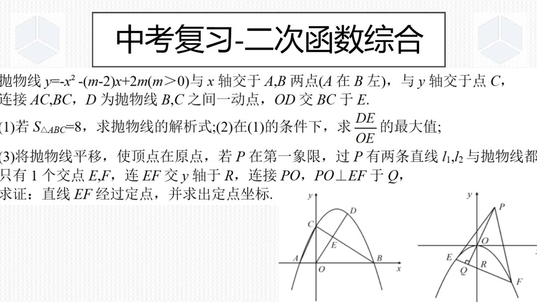 中考复习,二次函数综合题,过抛物线外一点作它的两条切线怎么办