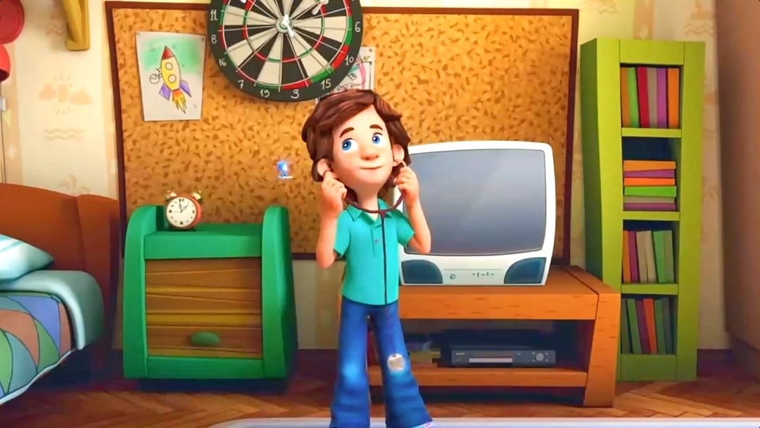 螺丝钉使用听诊器听吉姆的心脏说话!