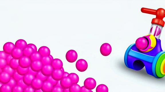 泡泡机里面出来了很多五彩缤纷的球球 英文学习认知颜色 益智动画