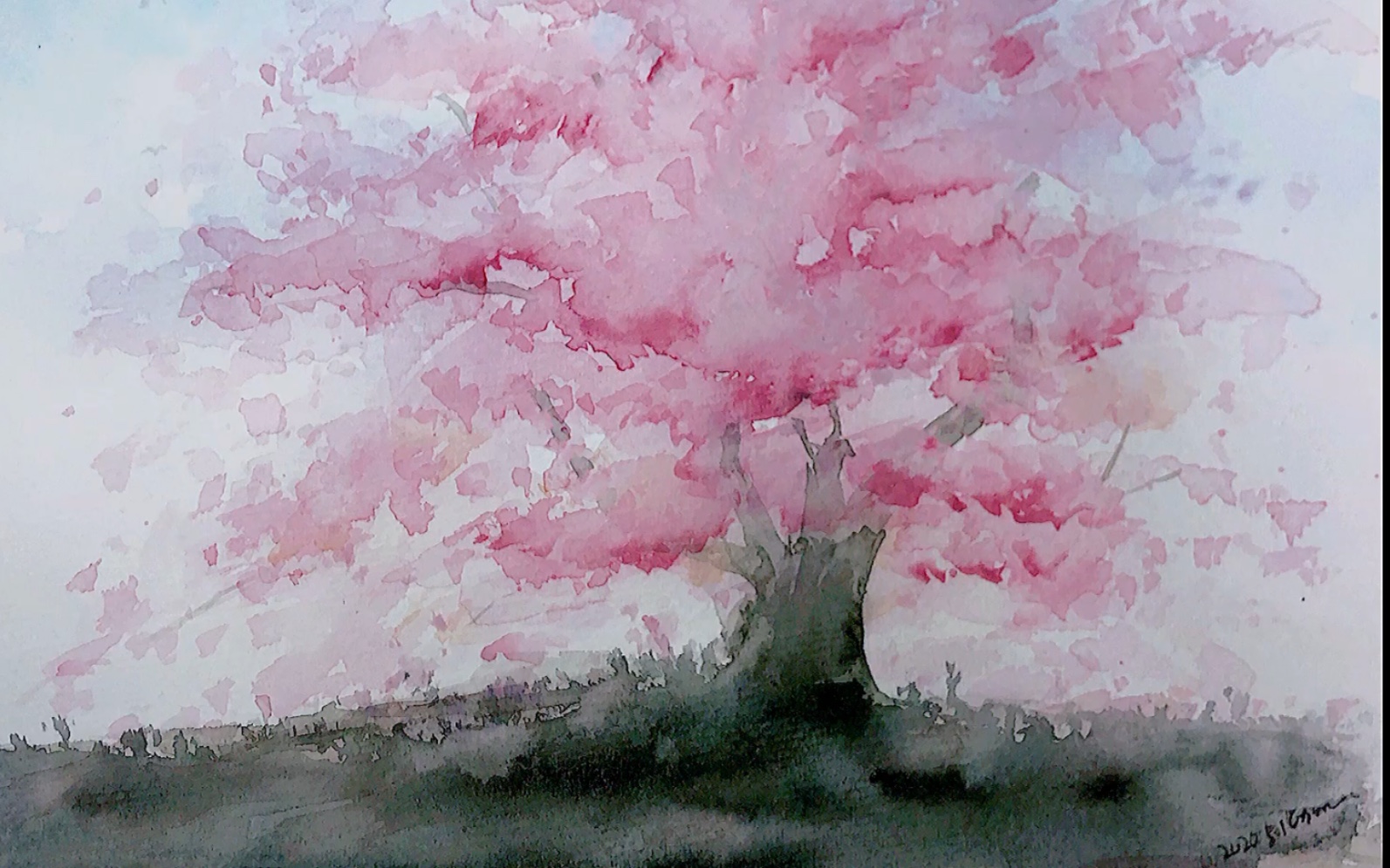 水彩绘画过程、教程 唯美