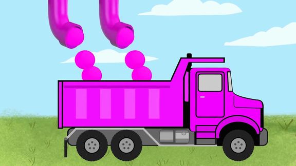 工程车趣味益智动画 大卡车运输彩球