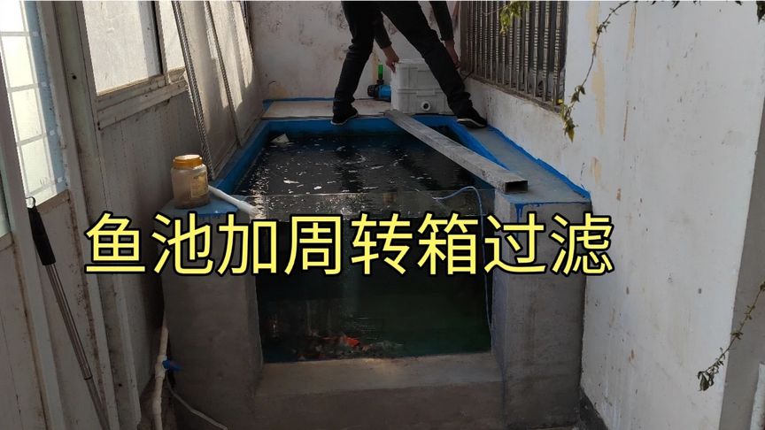 小鱼池过滤太简单,水质容易不稳定,老乡做三层周转箱过滤加上