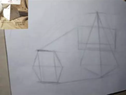 零基础入门素描几何画法18.两个石膏体的画法