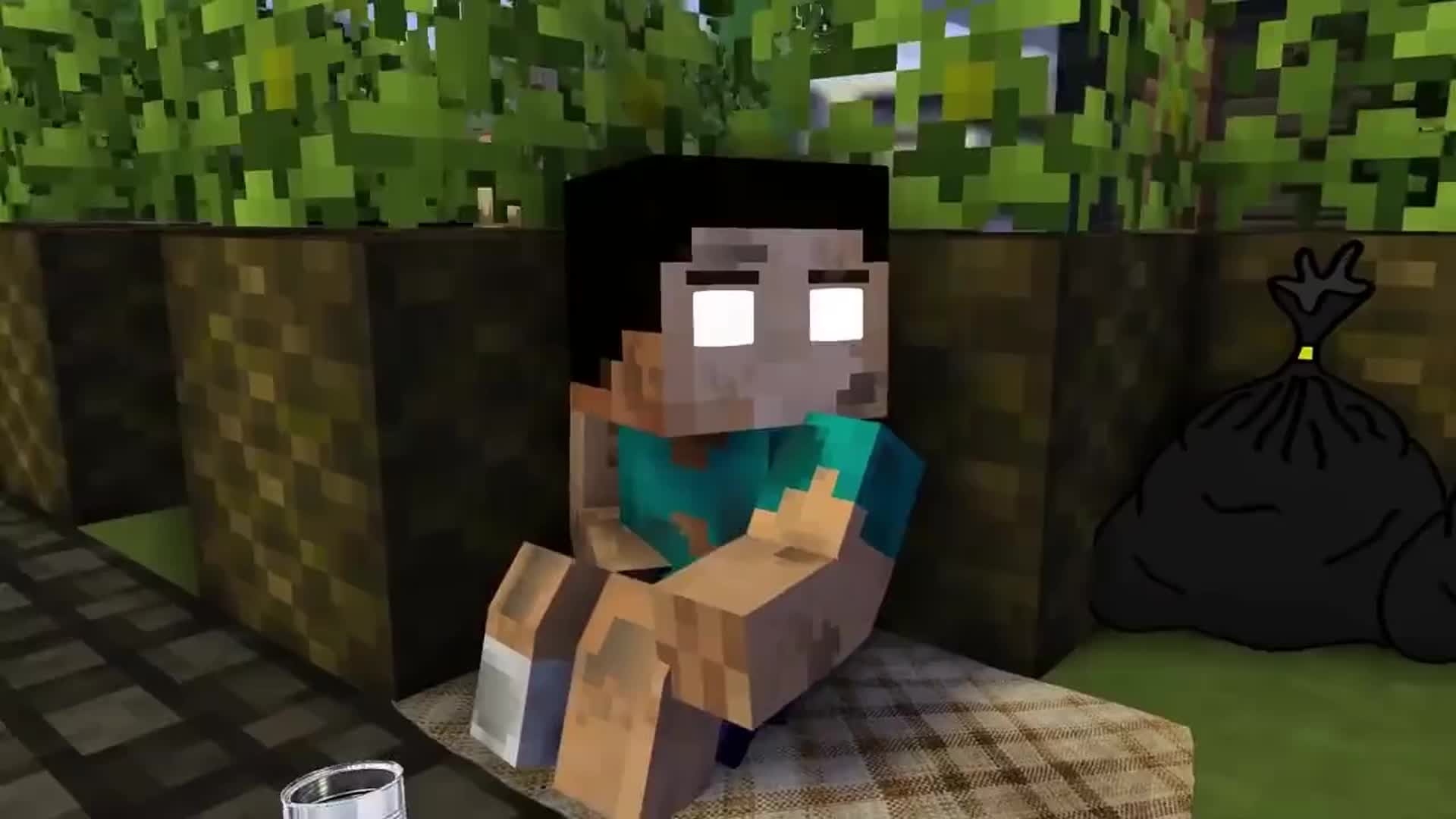 我的世界MC动画:Him无家可归流落街头,一个感人的故事!