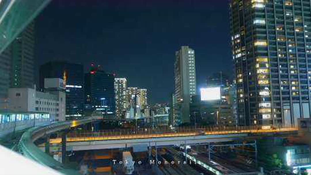 夜色下的东京,乘坐单轨电车游东京