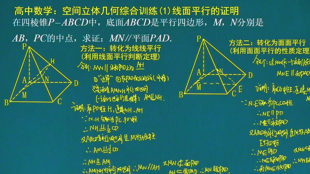 高中数学:空间立体几何综合训练(1)线面平行的两种证法