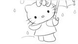 [小林简笔画]绘画hello kitty可爱的凯蒂猫卡能动漫简笔画教程