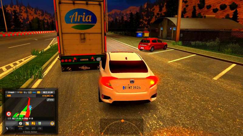 欧洲卡车模拟2:夜晚驾驶本田轿车从兰州出发,准备去西宁