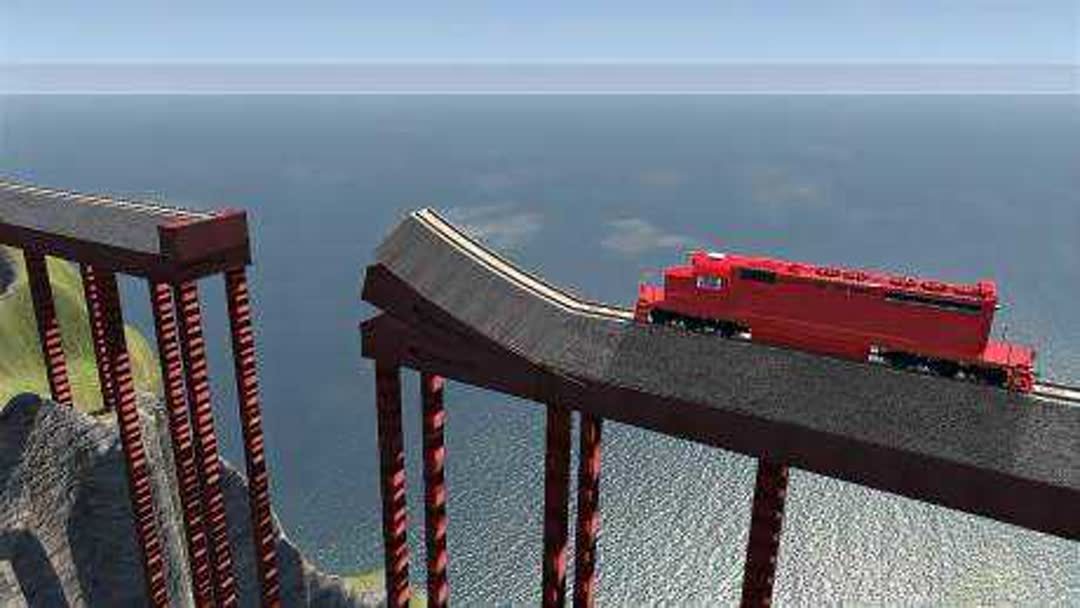 火车高速通过断桥会发生什么?3D动画模拟全过程,场面直接失控