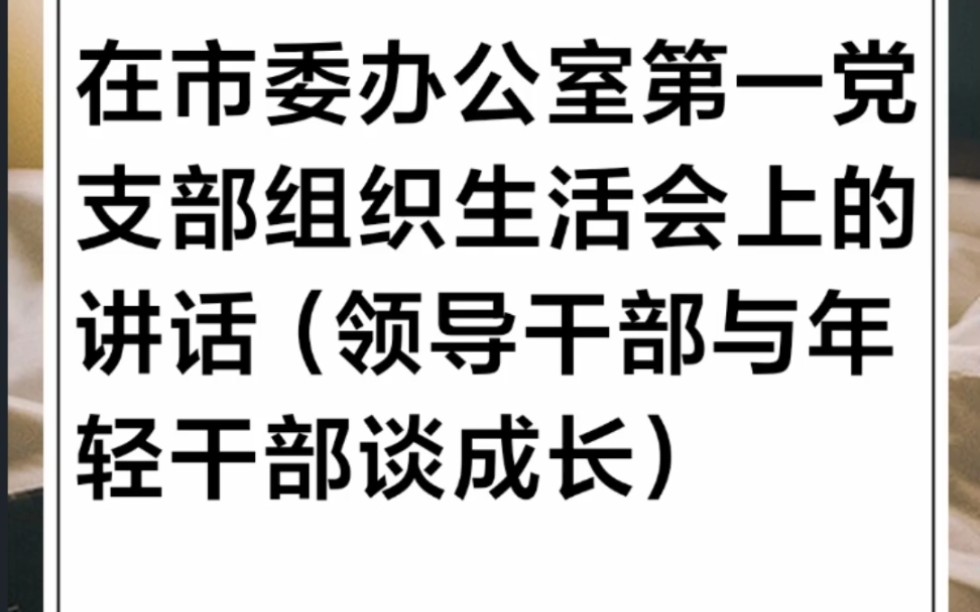 在市委办公室第一党支部组织生活会上的讲话(领导干部与年轻干部谈...