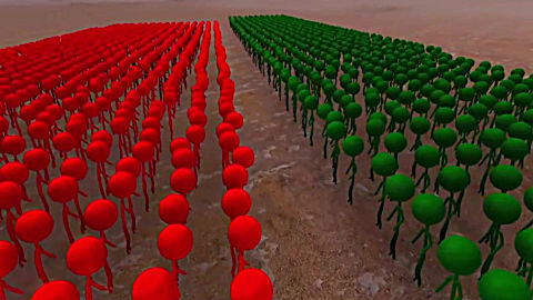 史诗战争模拟器:红绿火柴人大乱斗,这是场公平有趣的战斗