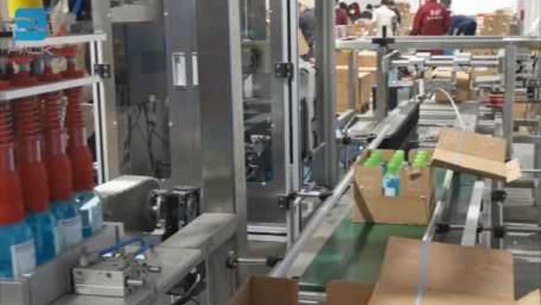 进口产品覆标 取瓶贴标检测装箱封箱包装线
