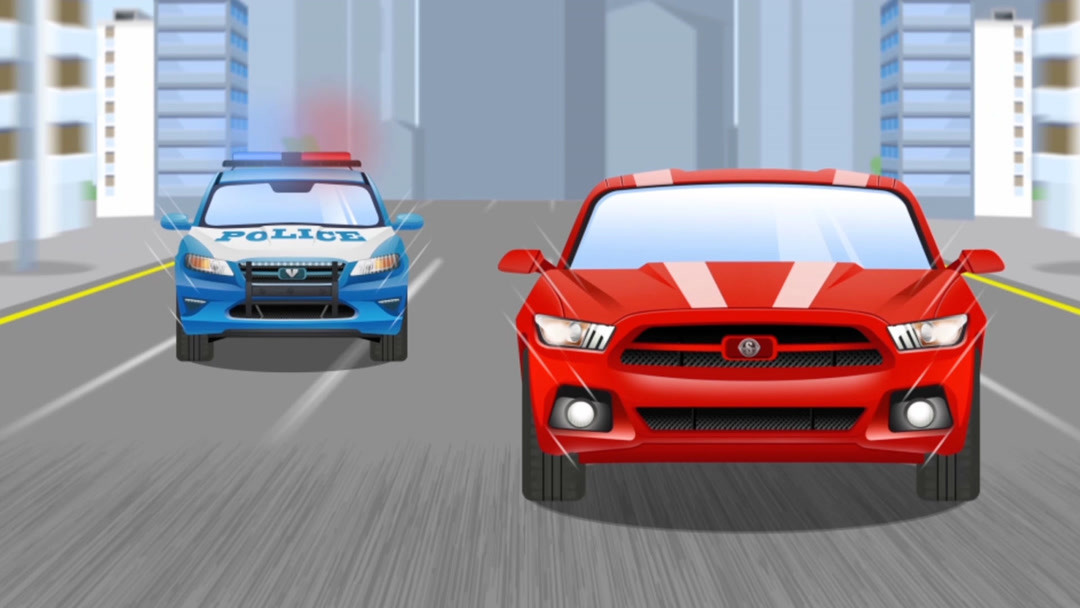 汽车动画城 第30集 警车追捕红色跑车