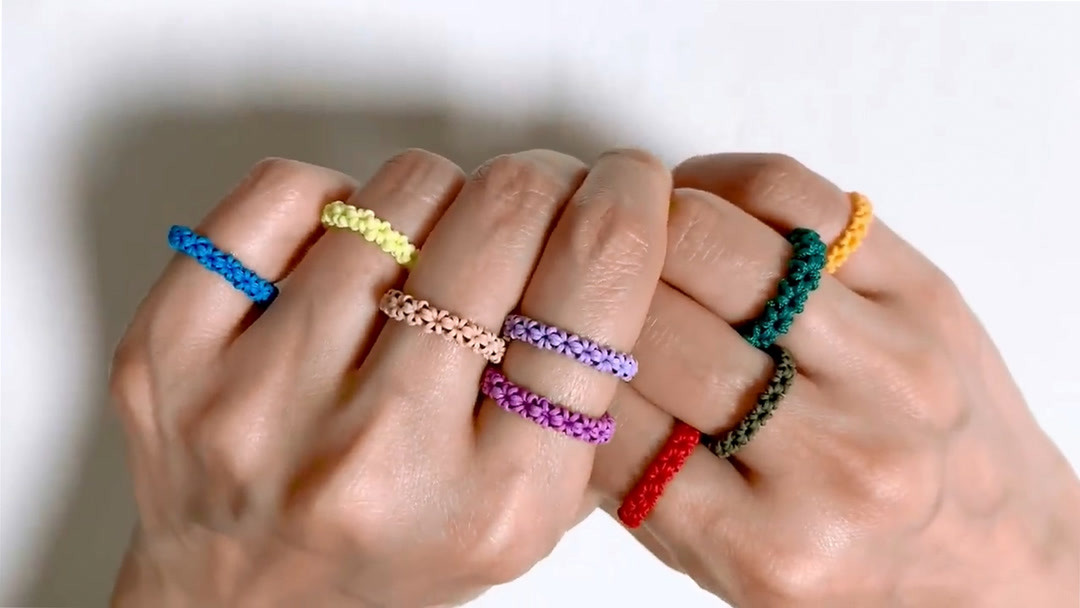 创意绳编手工教程——用绳编小碎花戒指教程