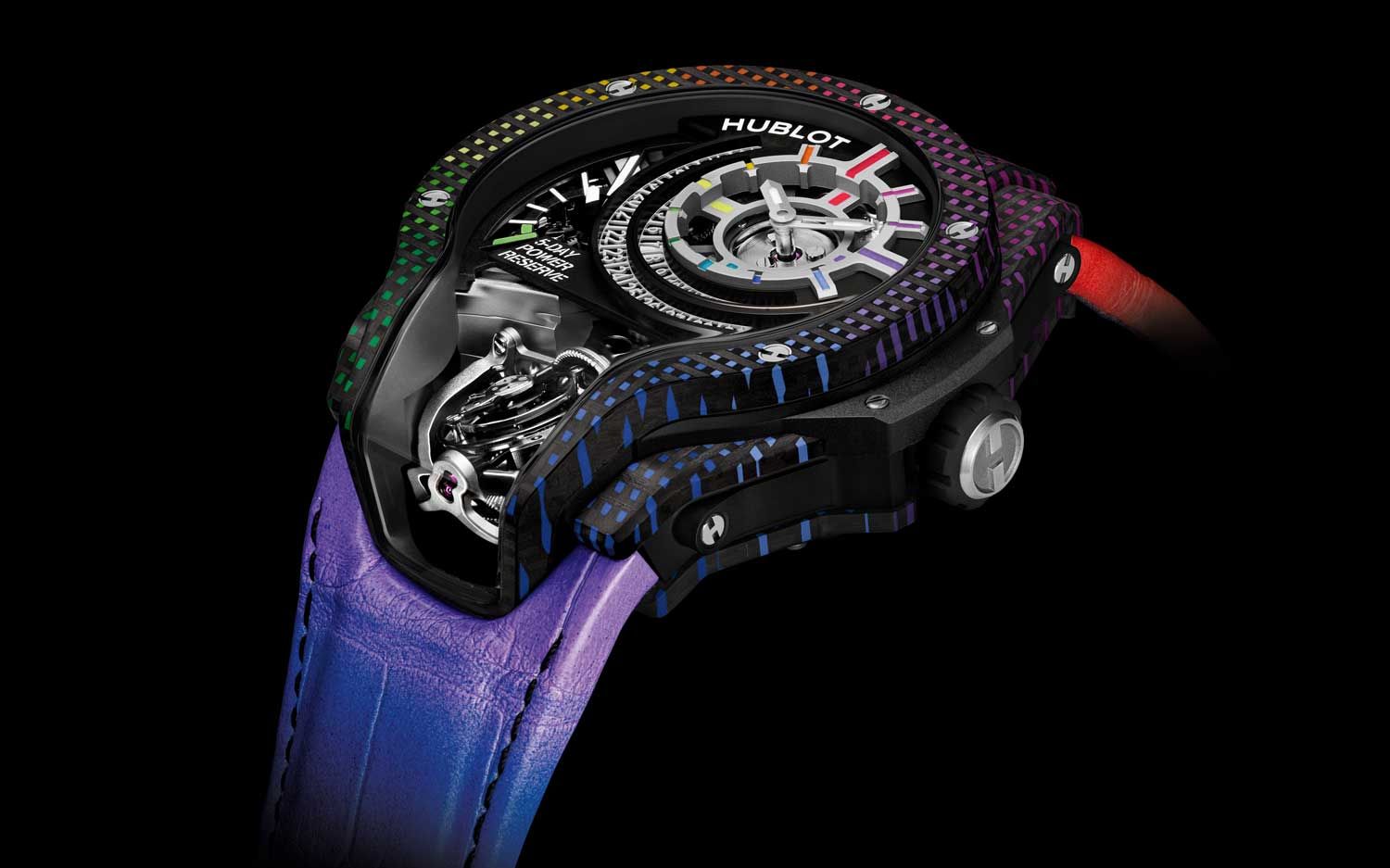全球限量8枚宇舶 (Hublot)彩虹3D碳钎维腕表