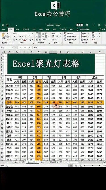 Excel表格聚光灯