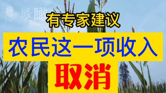 有专家提议取消农民的这一项收入,你怎么看?