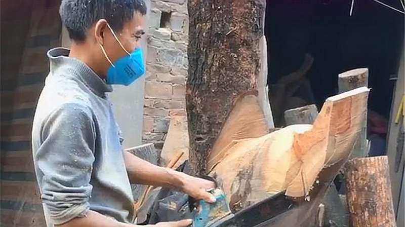 在这么大的一棵树上雕刻,木雕师是怎么设计的?太考验技术了吧