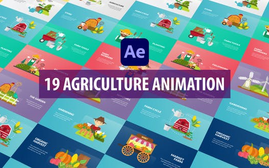 AE模板-农业动画介绍科技教育概念视频模板网站登陆页面模板和网络...