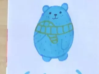 简笔画: 简单可爱的蓝色小熊, 只要两分钟, 孩子非常喜欢