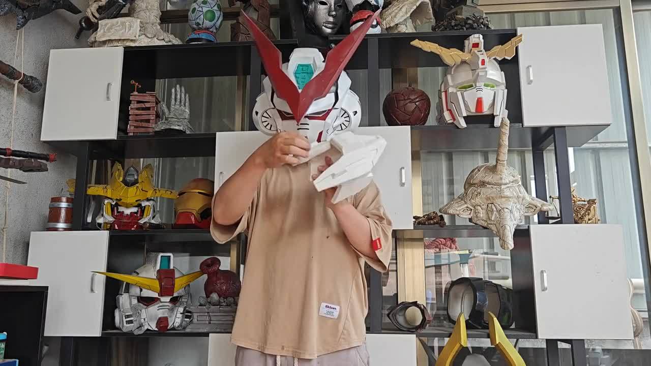 红异端高达制作日记,第五天,头部制作 #手工制作 #模型制作 #高达模型 ...