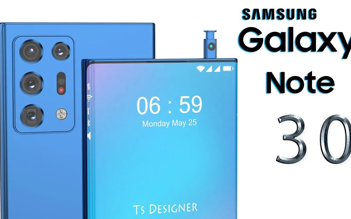 三星 Galaxy Note 30 概念设计:无实体按键、前摄藏手写笔