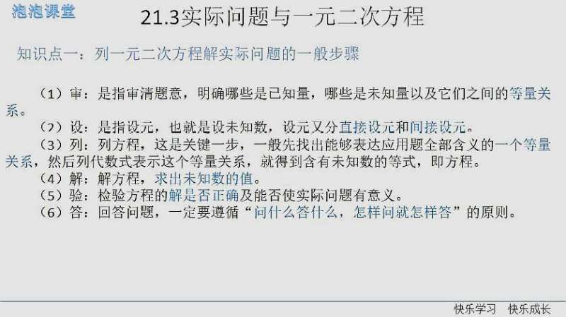 21.3实际问题与一元二次方程知识点(九年级上册数学)