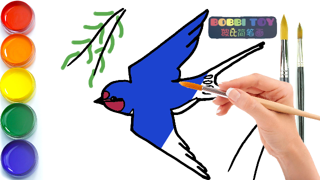 波比简笔画:教你画燕子,认识颜色学习英语,儿童轻松学画画