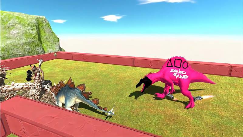 动物起义战斗模拟器:速度比赛,逃出鱿鱼游戏棘