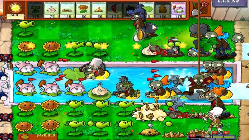 植物大战僵尸β版EX模式 草地被僵尸占领 僵尸的多方位进攻