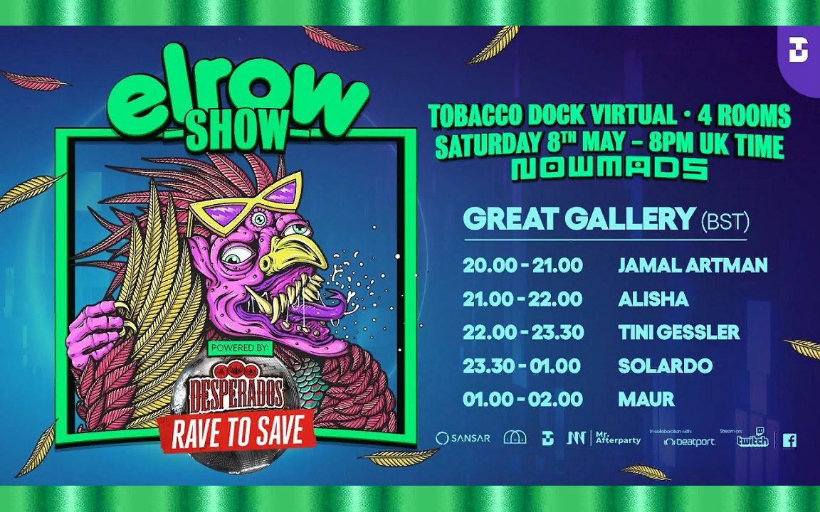 巨大的画廊:elrow @伦敦烟草码头虚拟现场ߓ�Tobacco Dock Virtual