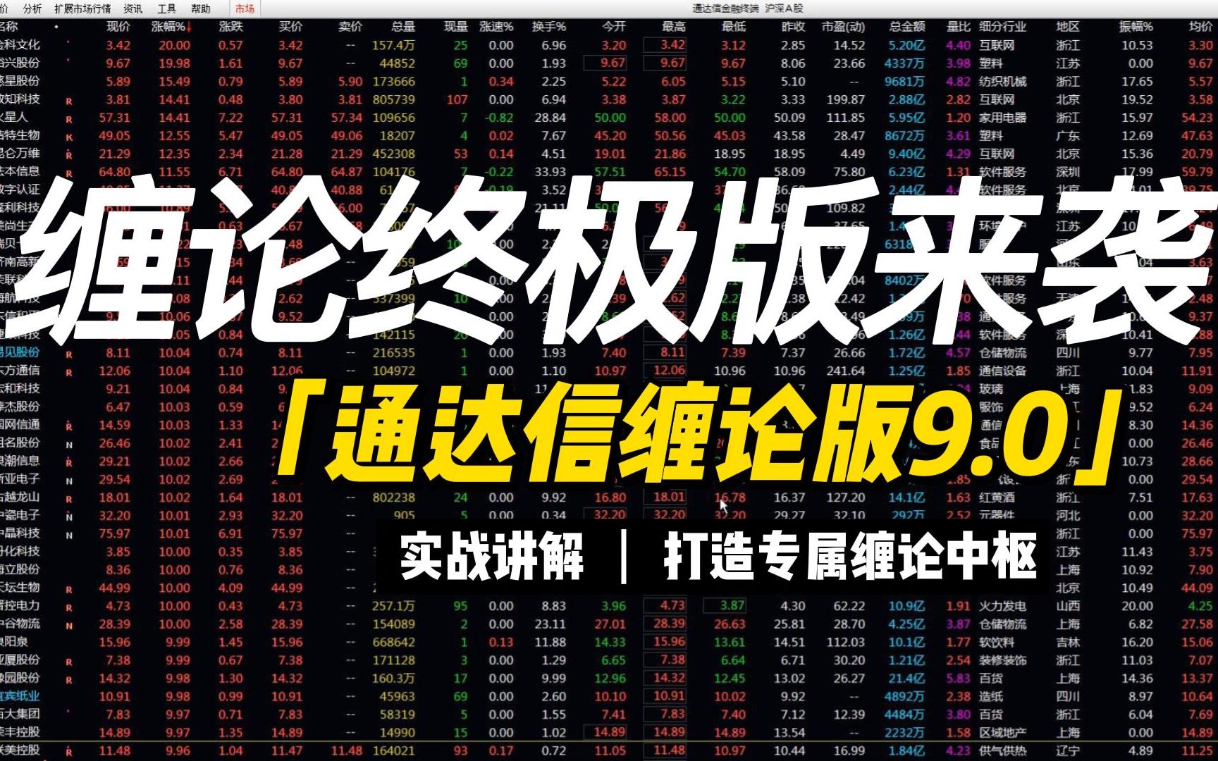 终极版来袭:「通达信缠论版9.0」实战讲解,打造专属缠论中枢!
